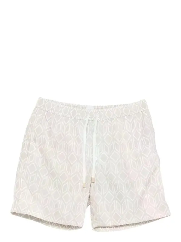Eleventy Geometric-pattern Beach Shorts - Neutrals