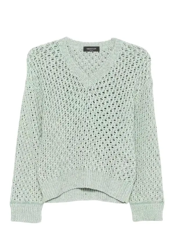 Fabiana Filippi Openwork V-neck Sweater - Green