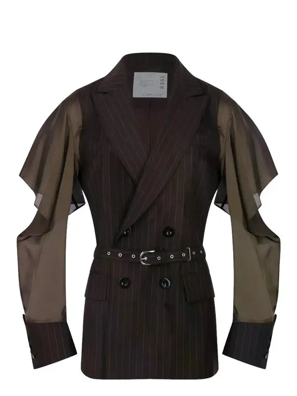 Sacai Belted Jacket - Brown