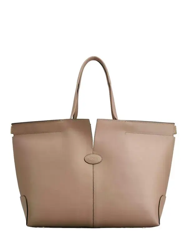 TOD'S V-cut Tote Bag With Detachable Pouch - Neutrals