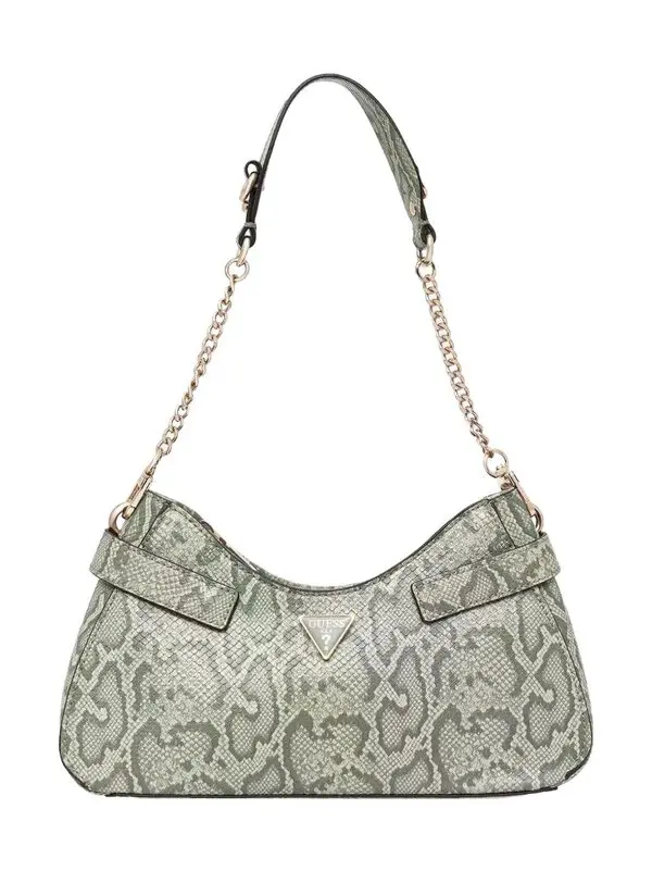 Guess Serenova Snake-print Shoulder Bag - Green