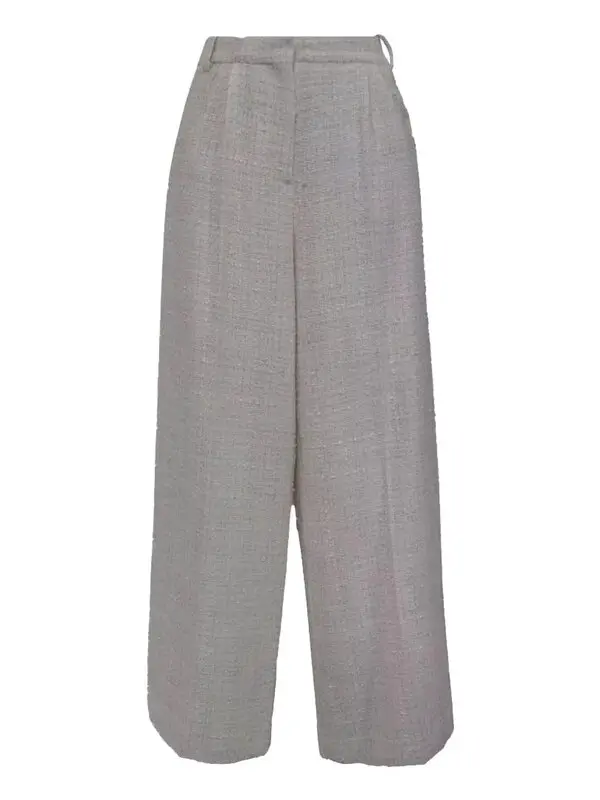 Maje Tweed Wide-leg Trousers - White