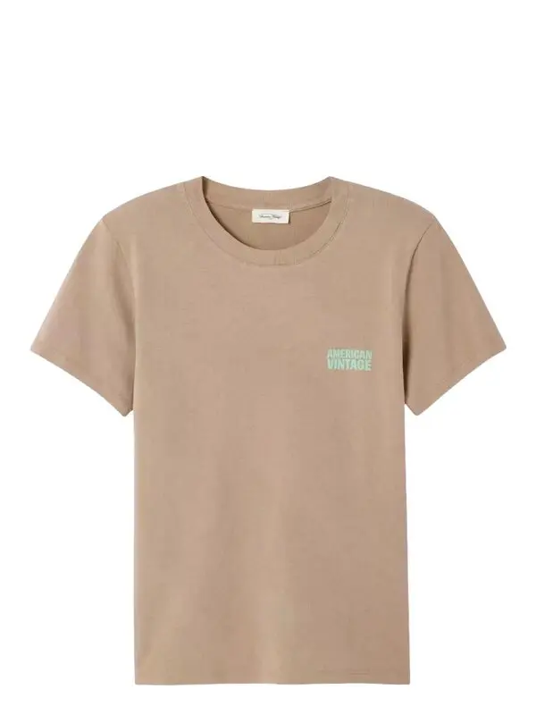 American Vintage Crew-neck T-shirt With Logo - Neutrals