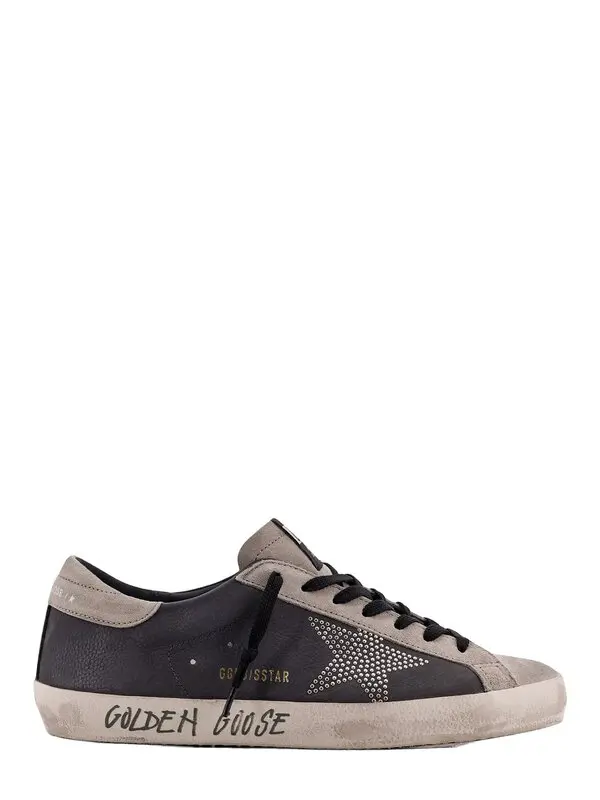 GOLDEN GOOSE Superstar Leather Sneakers With Side Logo - Grey
