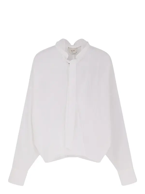 ALYSI Cotton Shirt With Bow Detail - White