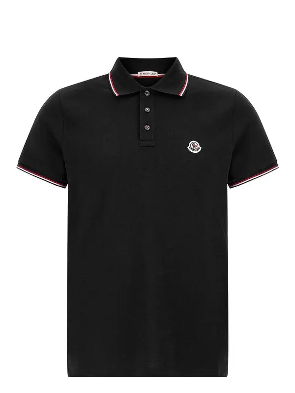 Moncler Polo In Cotone - Black