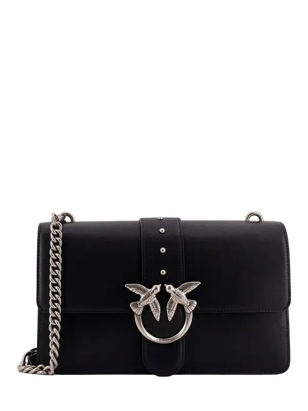 Pinko Love One Leather Crossbody Bag - Black