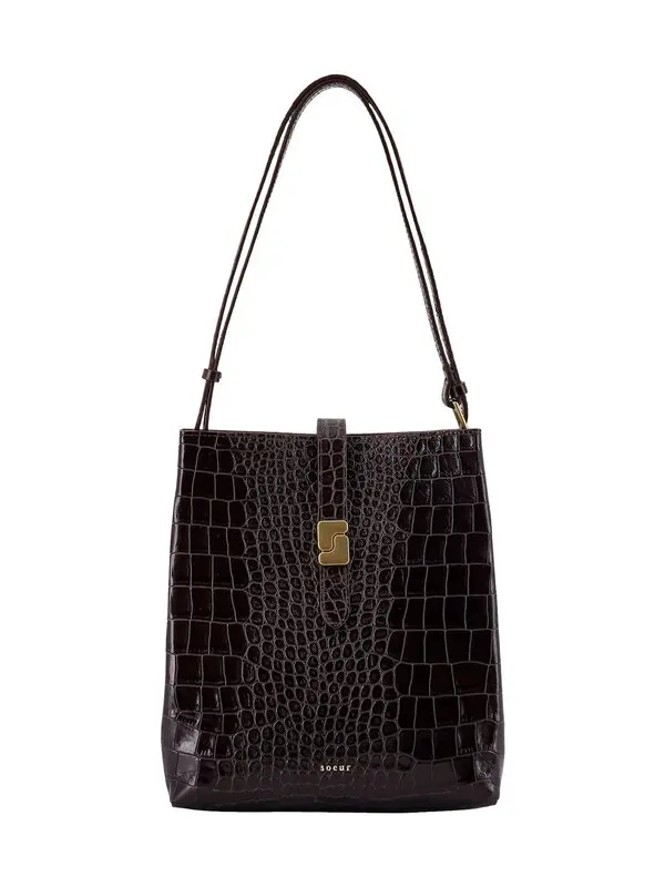 Soeur Bello Croco-effect Leather Shoulder Bag - Brown