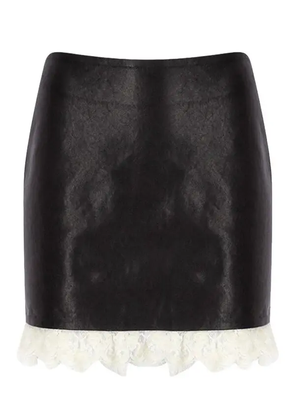 Zeynep Arçay Mini Leather Lace Skirt - Black & White