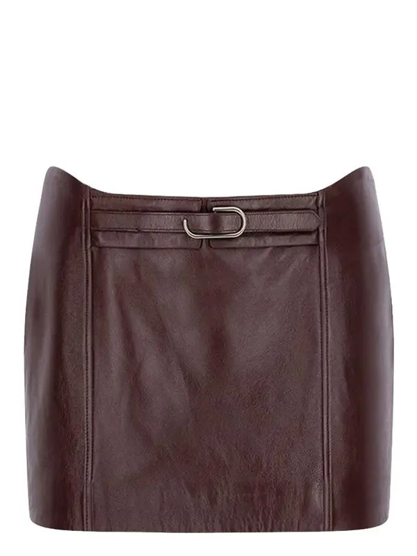 Zeynep Arçay 70's Mini Leather Skirt - Burgundy