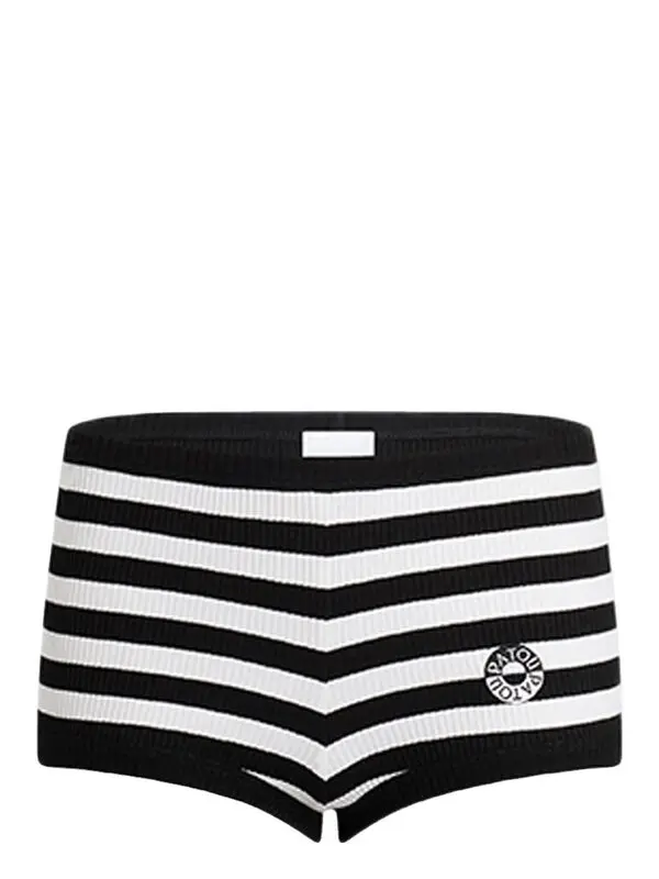 Patou Striped Rib Knit Shorts - Black & White