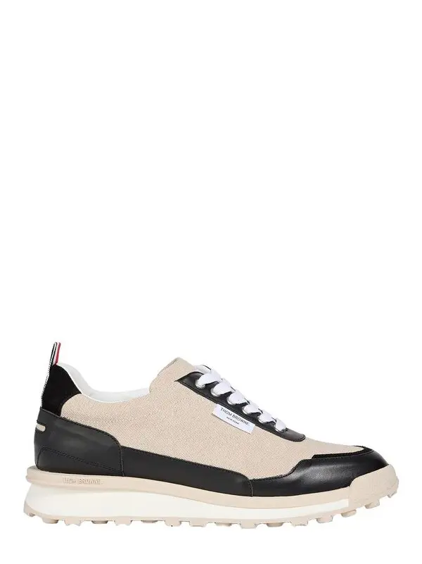Thom Browne Canvas And Leather Sneakers - Beige