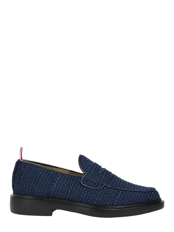 Thom Browne Tweed Penny Loafers - Navy