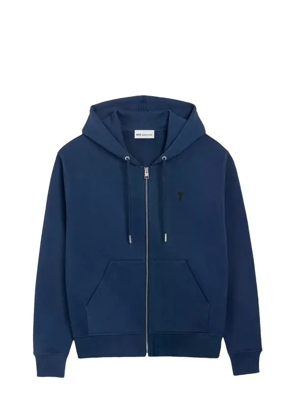 AMI Paris Cotton Loopback Hoodie - Blue