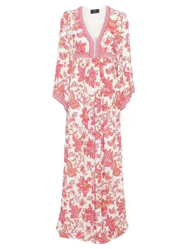 Etro Floral V-neck Dress - Pink