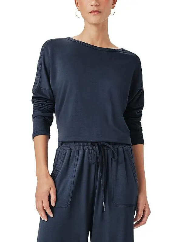 Splendid Jada Pointelle Sweatshirt - Navy