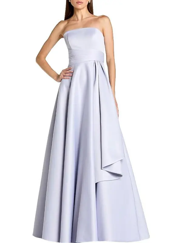 Mac Duggal Strapless Satin A-line Ballgown - Periwinkle