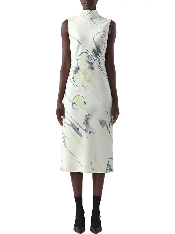 JASON WU Floral Print Midi Dress - Light Jade Multi