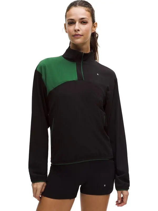 Lululemon Uv-protective Lightweight Half Zip - Black/ivy Grove