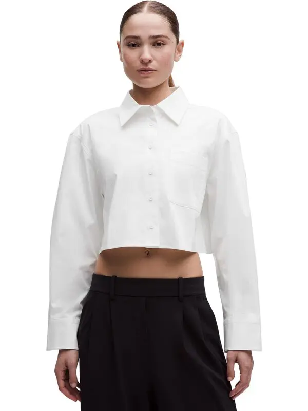 Lululemon Woven Cropped Button-up Long-sleeve Shirt - White