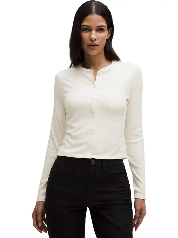 Lululemon Micro-ribbed Button-up Cardigan - Light Ivory