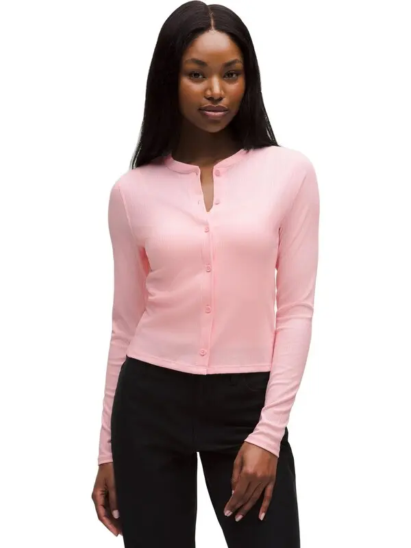 Lululemon Micro-ribbed Button-up Cardigan - Pink Pearl