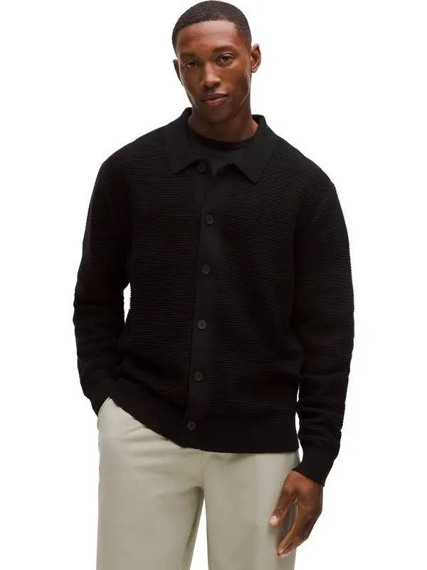 Lululemon Cotton-blend Knit Collared Cardigan - Black