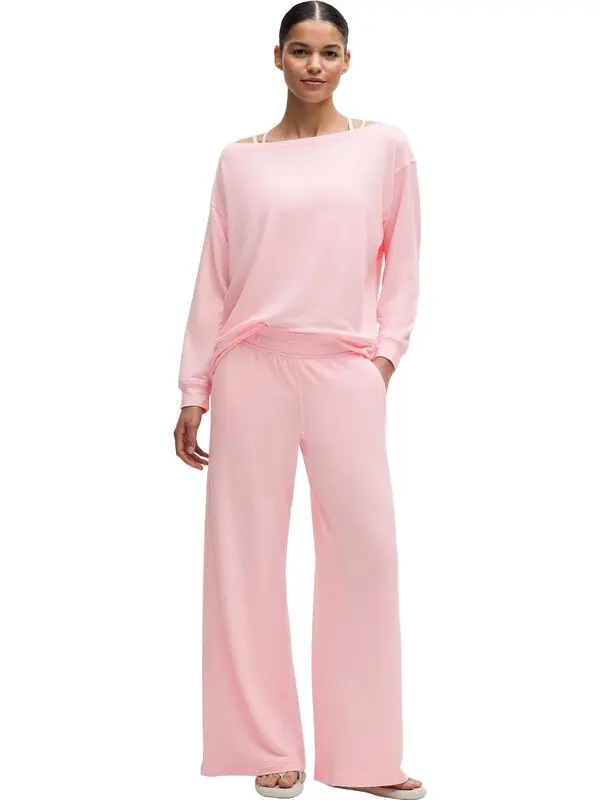 Lululemon Becalm Mid-rise Wide-leg Pant - Pink Pearl
