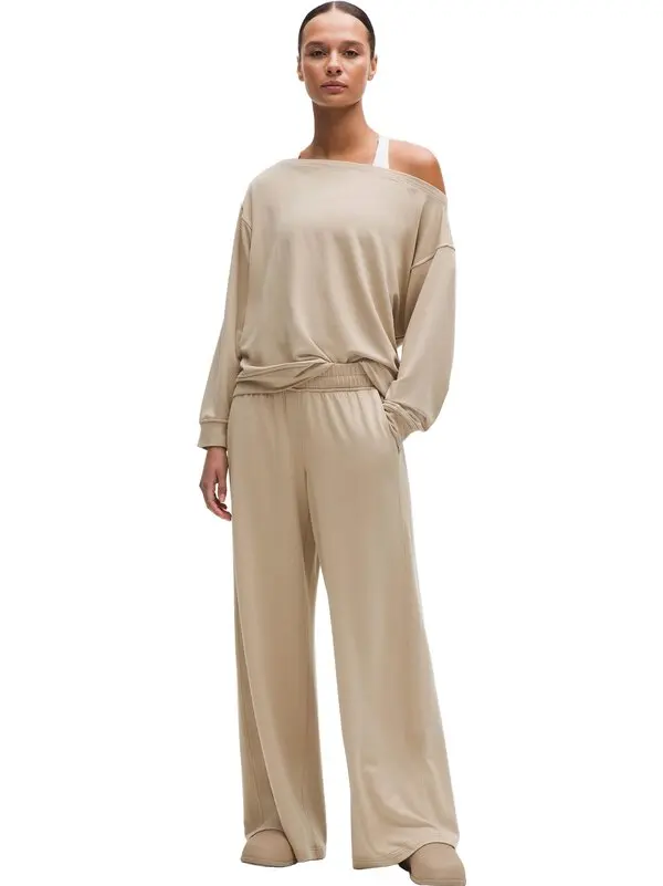 Lululemon Becalm Mid-rise Wide-leg Pant - Wacky Khaki