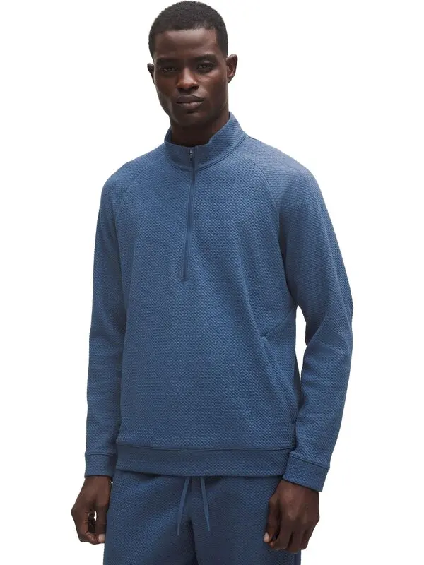 Lululemon Ease The Day Half Zip - Heathered Blue Twill/black