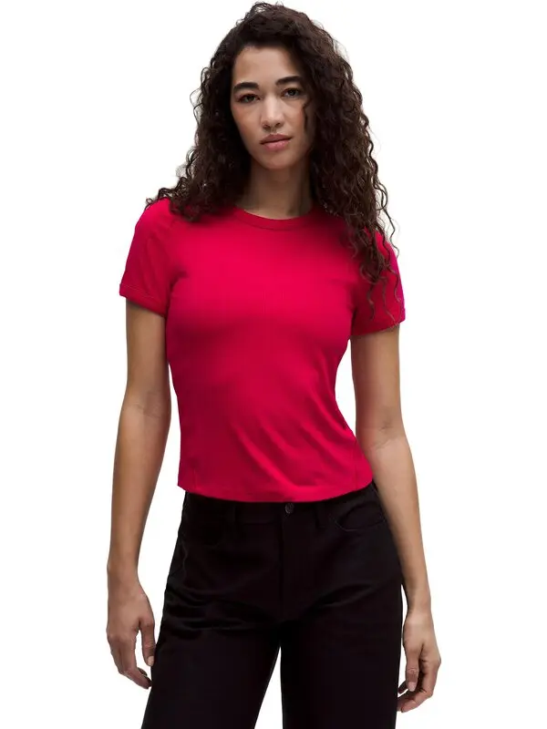Lululemon Micro-rib Straight-hem T-shirt - Mulberry Spark