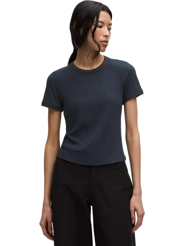 Lululemon Micro-rib Straight-hem T-shirt - True Navy/black