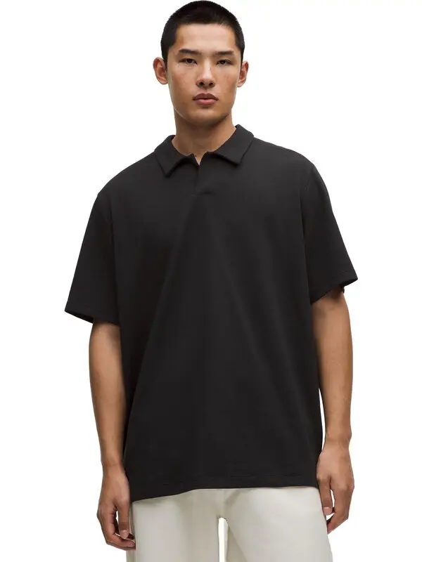 Lululemon Pique Performance Johnny-collar Short-sleeve Shirt - Black