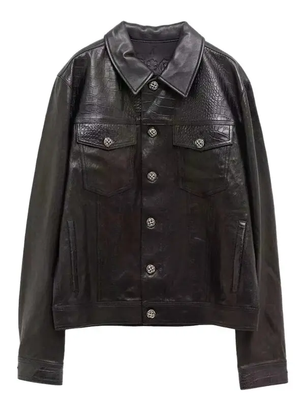 AMAL GUESSOUS Crocodile-effect Shirt - Black