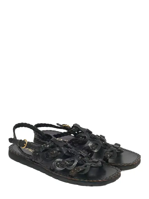Prada Woven Leather Sandals - Black