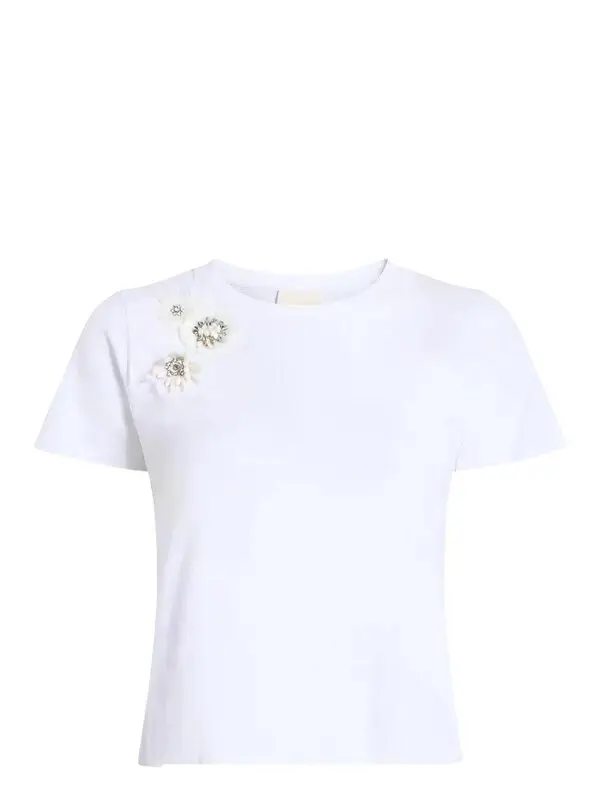 Cinq À Sept Floral Appliqué T-shirt - White