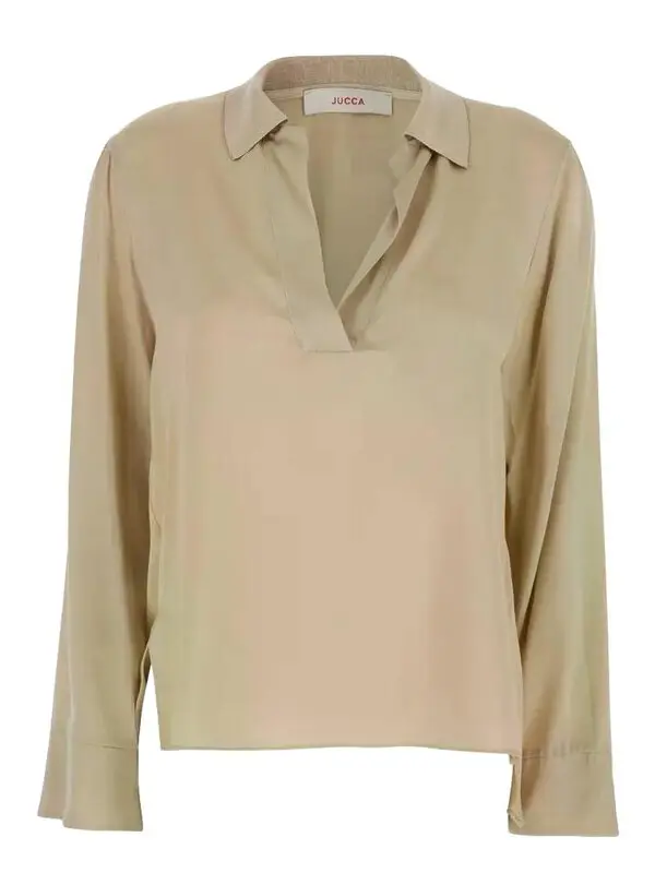 JUCCA V-neck Long Sleeve Top - Neutrals