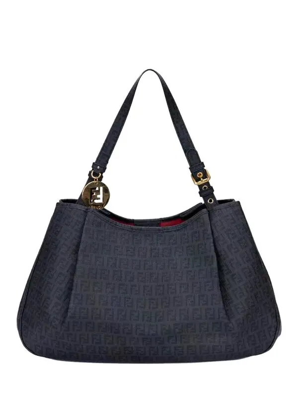 Fendi Zucchino Logo Charm Tote Bag - Black