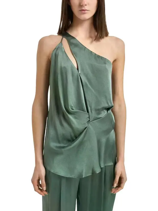 SEMICOUTURE Cut-out One-shoulder Top - Green