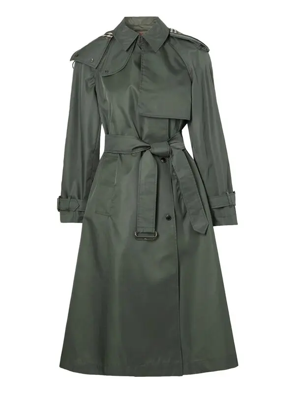 Burberry Belted Hooded Shell Trench Coat - Green