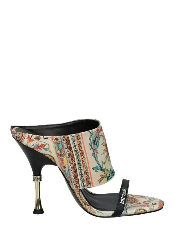 Just Cavalli Graphic-print Sculpted Heel Sandals - Neutrals