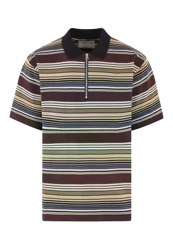 Sacai Striped Polo Shirt - Brown