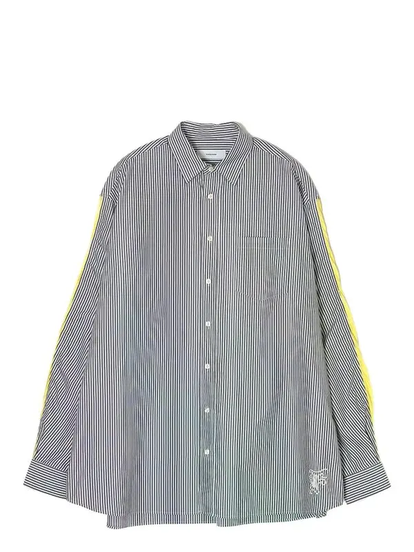 Facetasm Striped Panelled Shirt - Blue