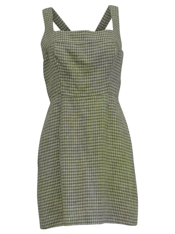 REFORMATION Celosia Gingham-check Mini Dress - Green