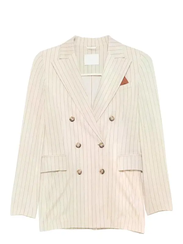 CIRCOLO 1901 Striped Double-breasted Blazer - Neutrals