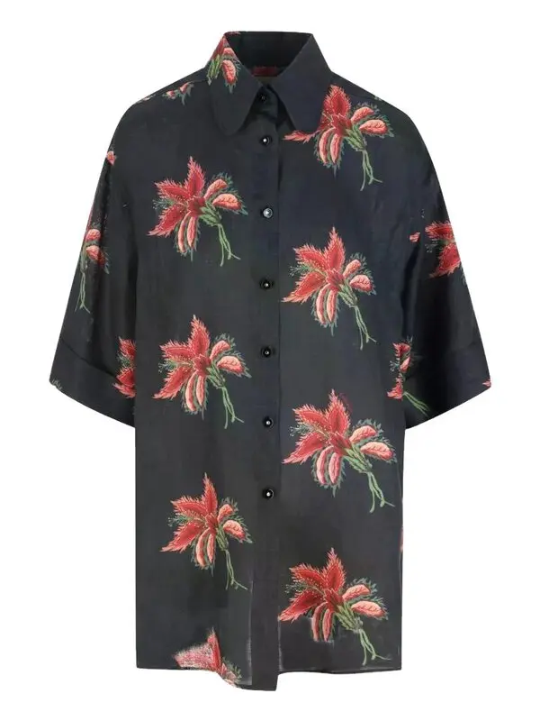 Valentino Garavani Floral-print Shirt - Black