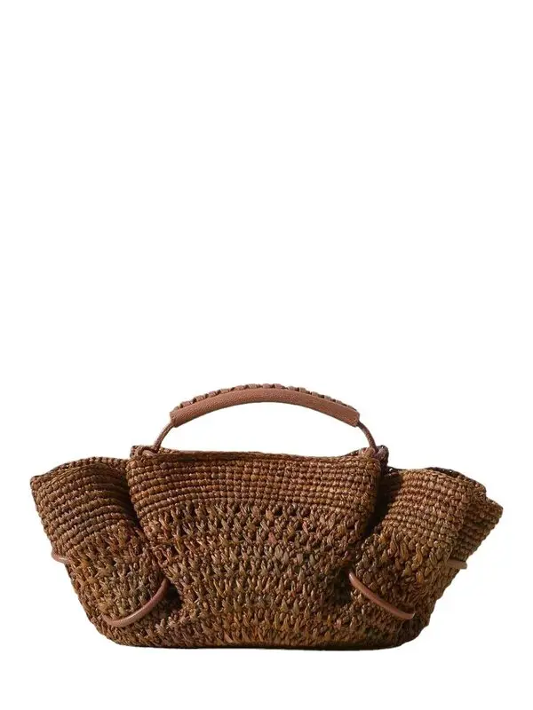 Hereu Mini Arta Crochet Raffia Tote Bag - Brown