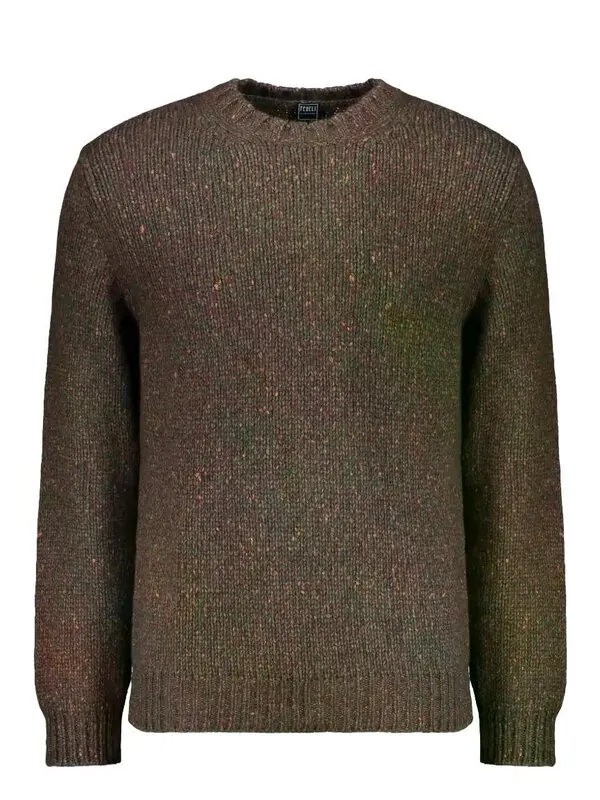 Fedeli Long Sleeve Round Neck Sweater - Brown
