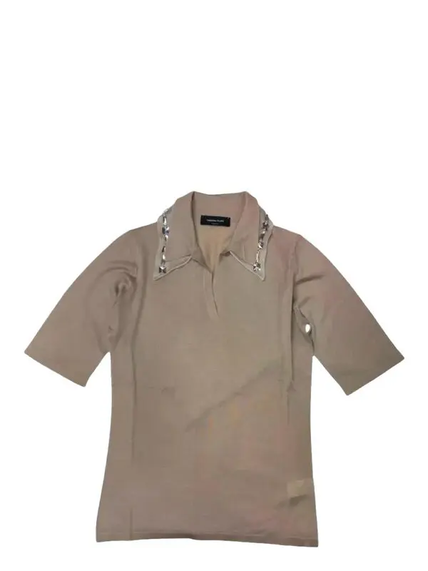 Fabiana Filippi Collar-embellished T-shirt - Brown