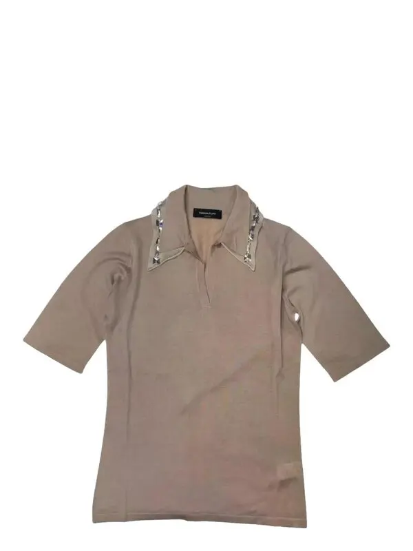 Fabiana Filippi Collar-embellished T-shirt - Neutrals